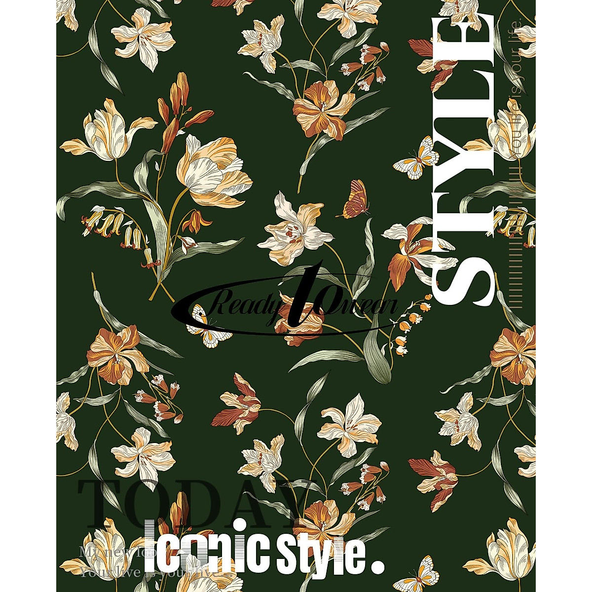 Dimoon 78.7"x16.1" Floral Wallpaper Peel and Stick Dark Green Contact Paper Golden Thicken Waterproof Leaf Flower Vintage Self Adhesive Removable Wallpaper for Bedroom Shelf Liner Decal Vinyl Roll