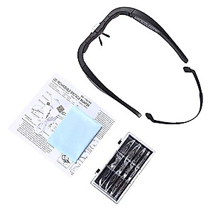YOCTOSUN Rechargeable Magnifying Glasses, Head Magnifier Glasses with 2 LED Lights and Detachable Lenses 1.5X, 2.5X, 3.5X,5X, Best Eyeglasses Magnifier for Reading and Hobby