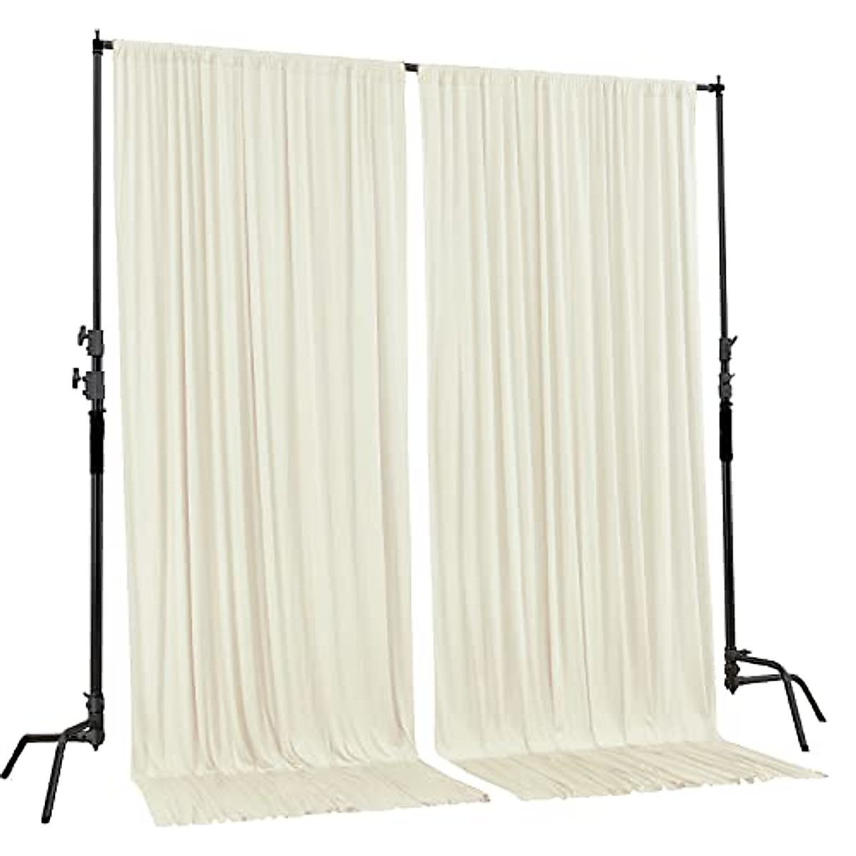 AK TRADING CO. 10 feet x 10 feet Polyester Backdrop Drapes Curtains Panels with Rod Pockets - Wedding Ceremony Party Home Window Decorations - Ivory