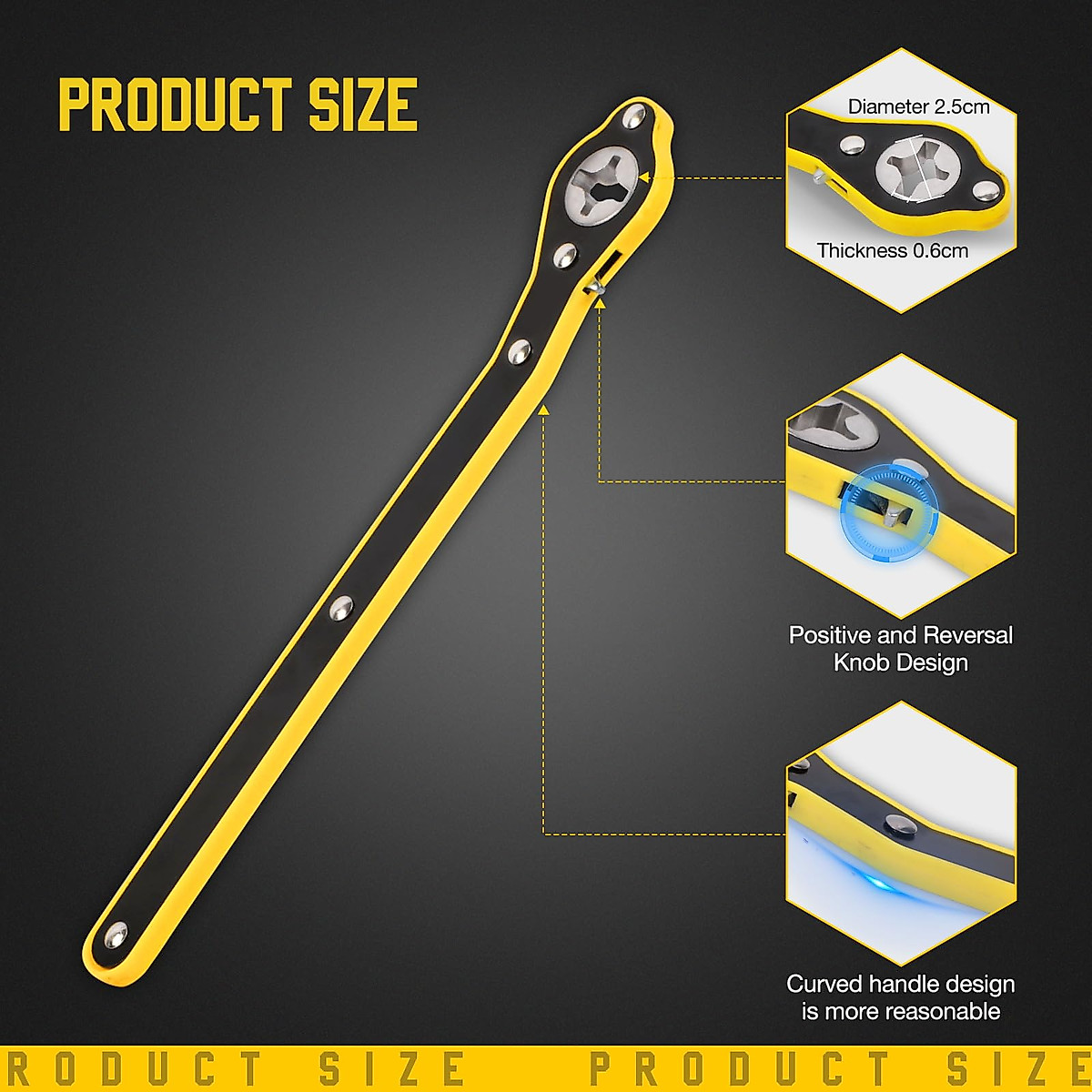 Jack Ratchet Wrench, 360° Swivel Auto Labor-Saving Car Jack Wrench with Long Handle, Handle Scissor Jack, Tire Wheel Lug Wrench for Motorcycle, Van, SUV and Other Vehicles