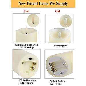 ANGELLOONG Flickering Flameless Candles, Most Realistic LED Candles with Remote and Timer, Set of 3 Battery Operated Candles for Valentines Home Wedding Birthday Decoration