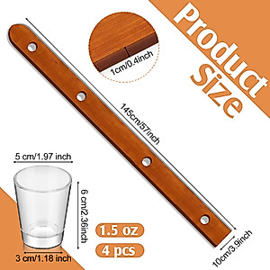 Suzile Wooden Shot Board Ski 4 Person Retro Rustic Shot Board Ski with 4 Shot Glasses and Marker for Weddings Vacations Celebrations and Wedding Gifts(Brown)