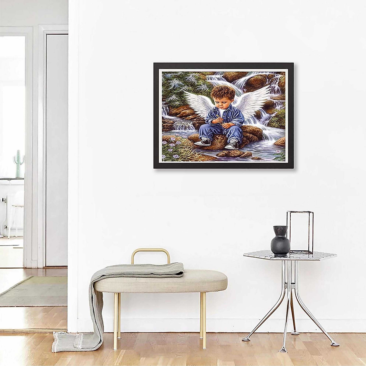 Kaliosy 5D Diamond Art Painting Angel by Number Kits, Paint with Diamonds Art Boy DIY Full Drill, Crystal Craft Cross Stitch Embroidery Decoration 30x40cm?12x16 inch?