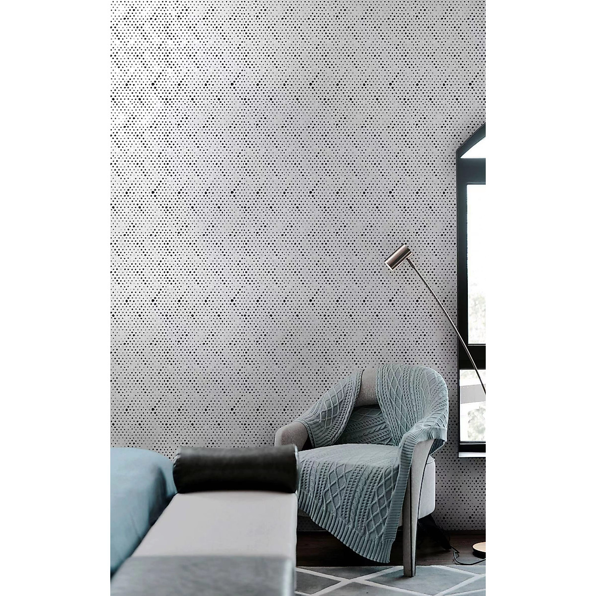 Grey and Black Peel and Stick Contact Paper Self Adhesive Modern Dots Wallpaper Removable Vinyl Film Decorative Shelf Drawer Liner Sticker 17.3 inch x 118 inch (White and Black, 17.3 inch x 118 inch)