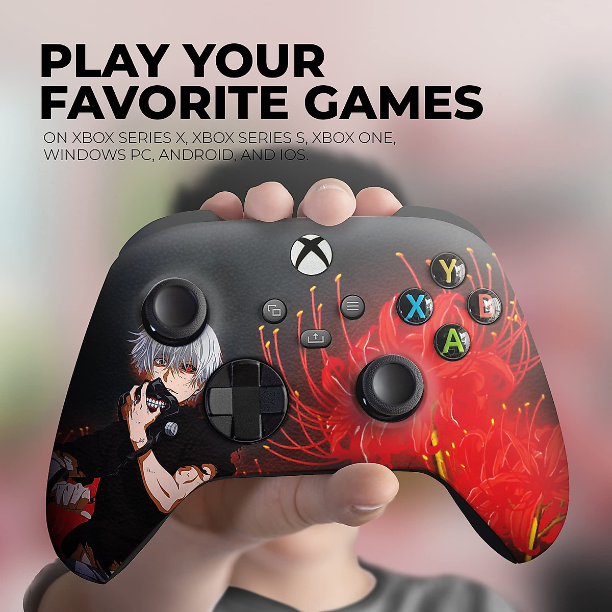 DreamController Tokyo Ghoul Custom X-box Controller Wireless compatible with X-box One/X-box Series X/S Proudly Customized in USA with Permanent HYDRO-DIP Printing(NOT JUST A SKIN) (MODDED)