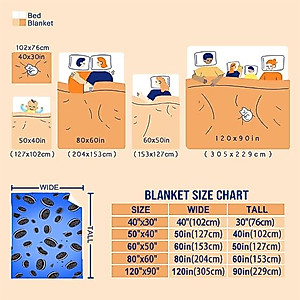 Chocolate Chip Cookies Blanket Gift for Boys Girls Lightweight Food Flannel Throw for Couch Sofa Bed Office Used for All Season Microfiber Polyester