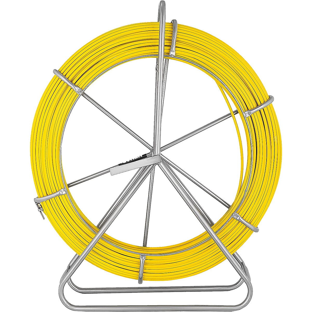 VEVOR Fish Tape Fiberglass 8MM 492FT Duct Rodder Fish Tape Continuous Fiberglass Tape Wire Cable Running with Cage and Wheel Stand