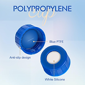 ALWSCI HPLC Pre-Slit 9-425 Screw Thread Vial Blue Caps, 9 mm, Blue PTFE/White Silicone Septa, 100 pcs/pk