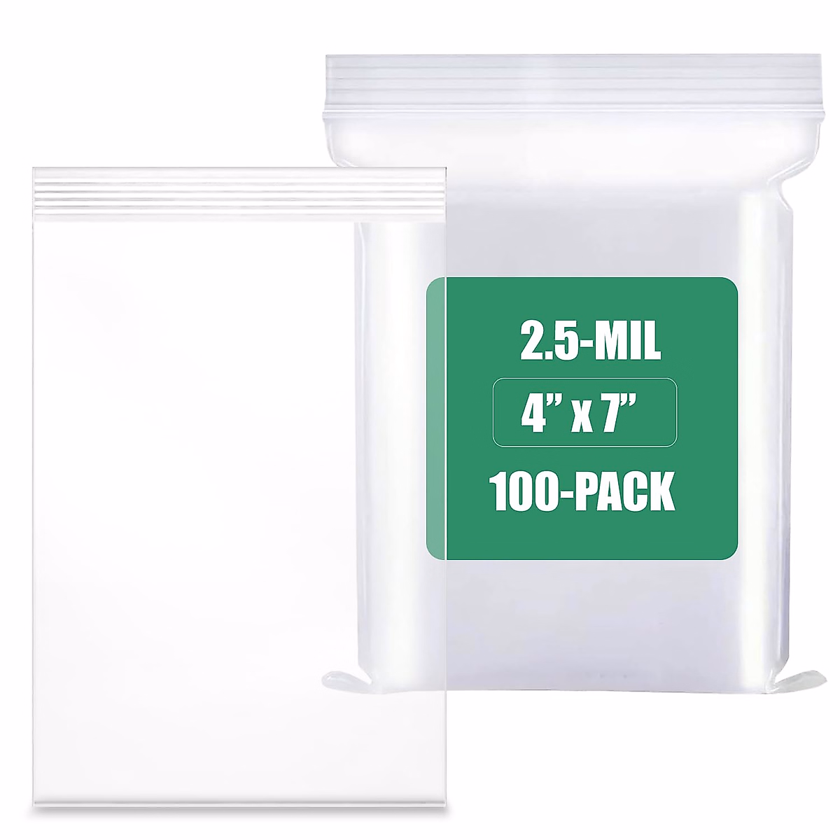 100-Count, (4" x 7") - 2.5 Mil Thickness Clear Zipper Reclosable Bag, Zip Bags, Ultra Heavy Duty Lock Seal Poly Plastic Bags for Prints, Photos, Documents, Clothing, T-Shirt