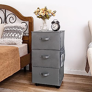 GRANNY SAYS 3 Drawer Storage Organizer, Storage Drawer for Bedroom, Fabric Storage Closet Drawers, Foldable Drawers for Clothing, Gray