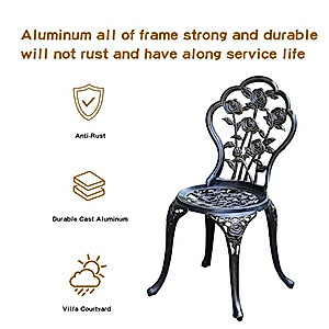 JARDIN DE CENTENNIAL Patio Bistro Set.Rust-Resistant Cast Aluminum Bistro Table Set with Umbrella Hole for Backyard (Rose Copper)