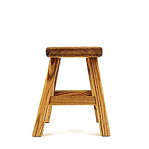 ANQILEE Handmade Solid Wood Stool Milking Stool 10" Height Wooden Step Stool Simple Wooden Viking Stool (12" Long 6" Wide)