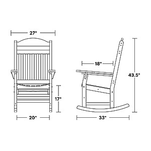 Wildridge Heritage Traditional Rocking Chair, Lemon Yellow - Outdoor Weather Resistant HDPE Rocking Chair for Patio, Deck, Fire Pit