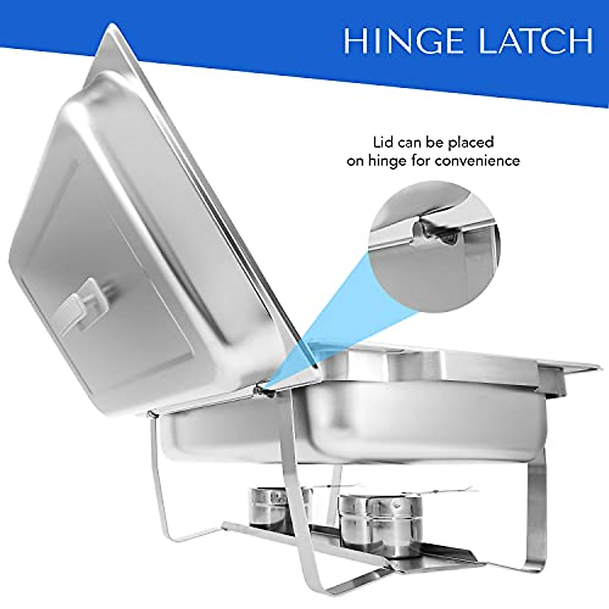 ALPHA LIVING 70014-GRAY 4 Pack 8QT Chafing Dish High Grade Stainless Steel Chafer Complete Set, 8 QT, Alpine Gray Handle