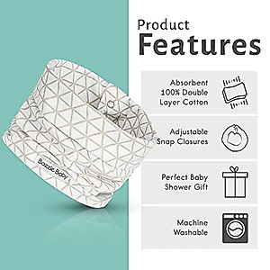 Bazzle Baby Drool Bibs for Baby Girl and Boy, Adjustable, Nickel-Free Snap Closure, Baby Bandana Drool Bib, Versatile Infinity Scarf, 100% Double-Layer Cotton, Toddler Bandana Bib, for 3-36 Months