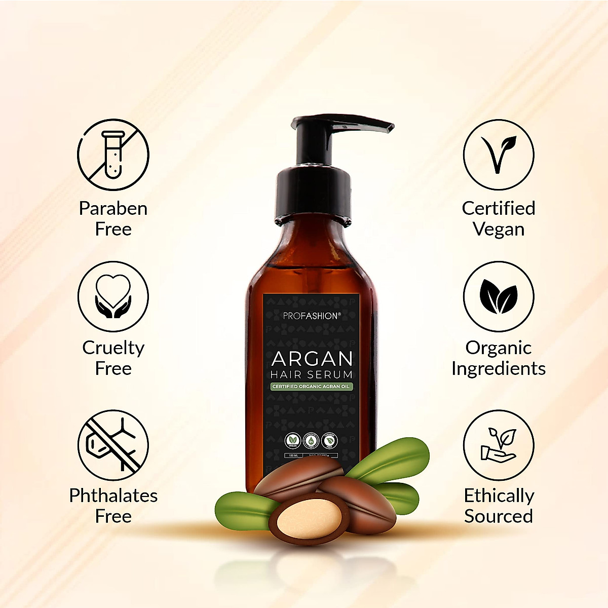 Profashion Argan Oil Hair Serum - Hair Care for Dry Damaged Hair - Smoothing Serum for Hair - Anti Frizz Serum - Renewing Argan Oil Hair Treatment with Hydrolyzed Keratin for Hair Conditioning, 2.4 oz