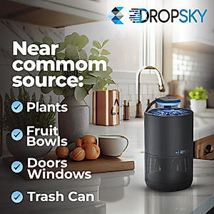 Dropsky Kit Indoor Flying Insect Trap - Plug-in Bug Light Trap for Fruit Flies, Gnats and Houseflies - Odorless and Mess Free (1 Big Trap + 2 Small Traps + 4 Glue Cards)