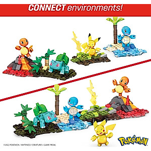 MEGA Pokémon Building Toys Set Kanto Region Team with 130 Pieces, 4 Poseable and Articulated Characters, 2 Inches Tall, for Kids