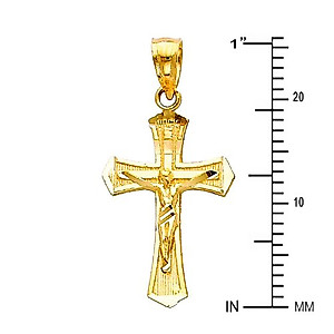 14k REAL Yellow Gold Religious Jesus Crucifix Cross Charm Pendant
