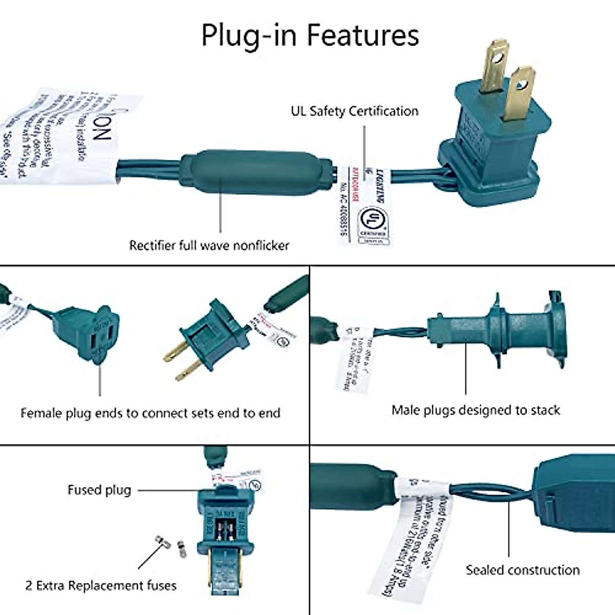 yongzhenlite UL List 50 Count LED T5 String Lights Mini Christmas Lights for Indoor and Outdoor Garden Patio Wedding Trees Decoration,17Ft Green Wire(Warm White)