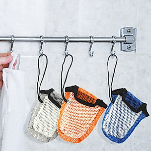 Eaasty 6 Pieces Exfoliating Bar Soap Pouch Soap Saver Pouch for Deep Clean Mesh Soap Bag Bath Shower Body Soap Saver Bag Dual Sided Soap Scrubber Pouch Bar Soap Holder Loofah, Orange, Gray, Blue