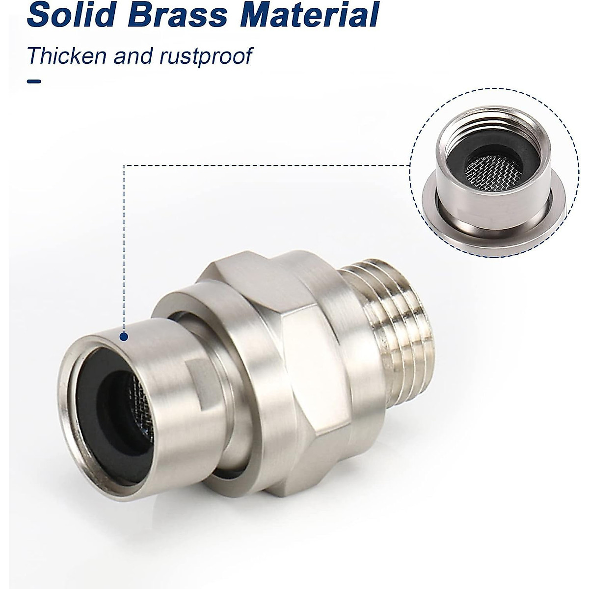 NearMoon Shower Head Swivel Ball Adapter - Solid Brass Shower Connector Ball Joint Adjustable Universal Shower Arm Extension Component (Brushed Nickel)