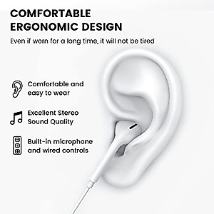 MOSWAG Wired Earbuds with Microphone, 3.5mm Jack in Ear Headphones with Microphone Suitable for Smartphones, Computers, Laptops, IPads, MP3 Players, Etc