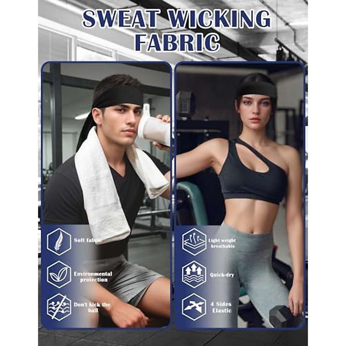 Black Head Tie Headband, Tie Up Sweatband for Tennis Sweat Hair Band Ninja Karate Pirates Basketball, Running, Workout for Men Women Boys Girls (Black 4 Pack)