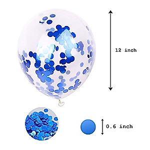 Blue Confetti Balloons 12 Inches(20-Pack), Clear Balloons with Metallic Confetti Pre-Filled, Birthday Balloon for Boys Party Supplies and Decoration, wedding, Bridal Showe and Baby Shower