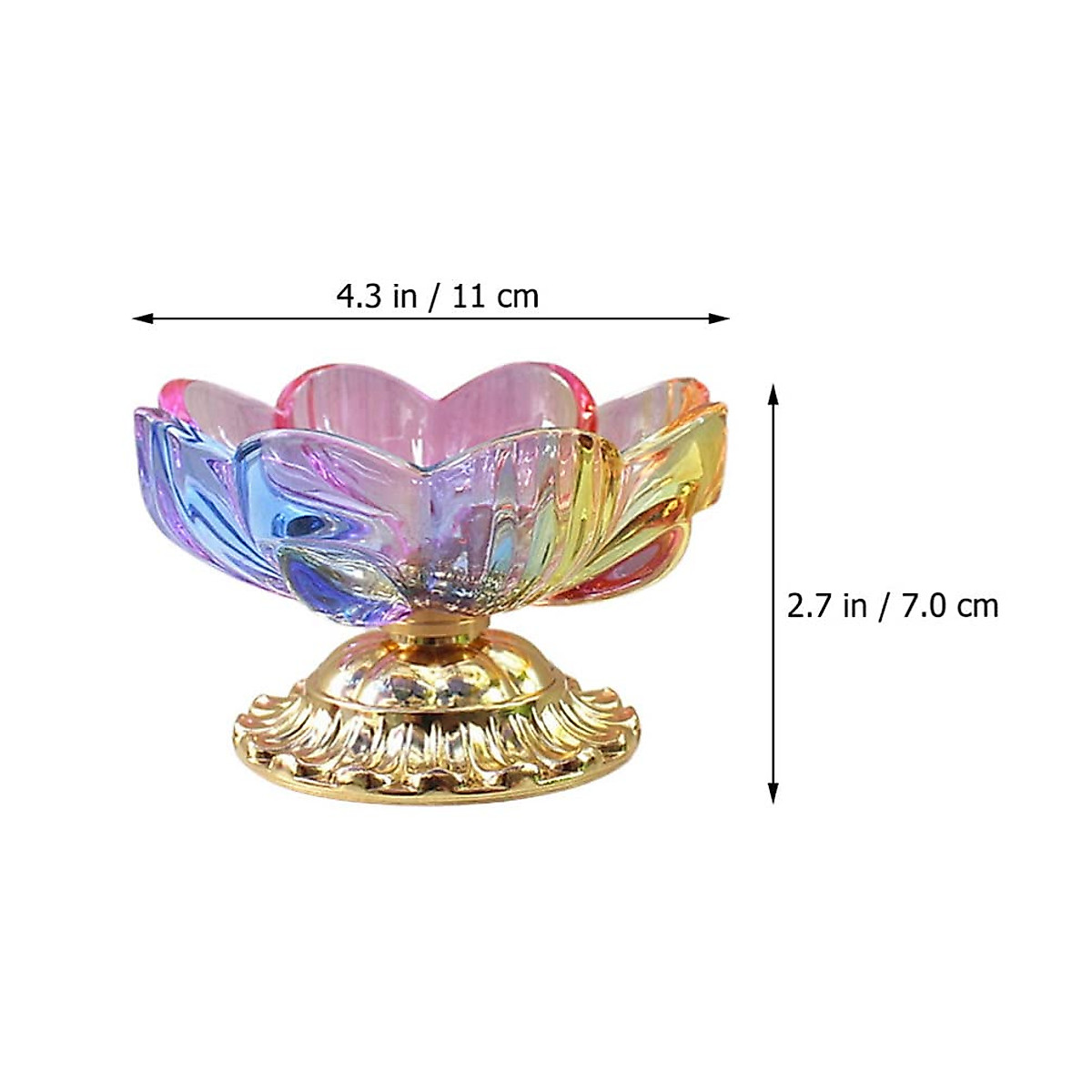 Beavorty Lotus Glass Fruit Tray Buddhist Plate Offering Bowl Tabletop Footed Fruit Plates Art Glass Bowl for Kitchen Centerpiece Dessert Cake