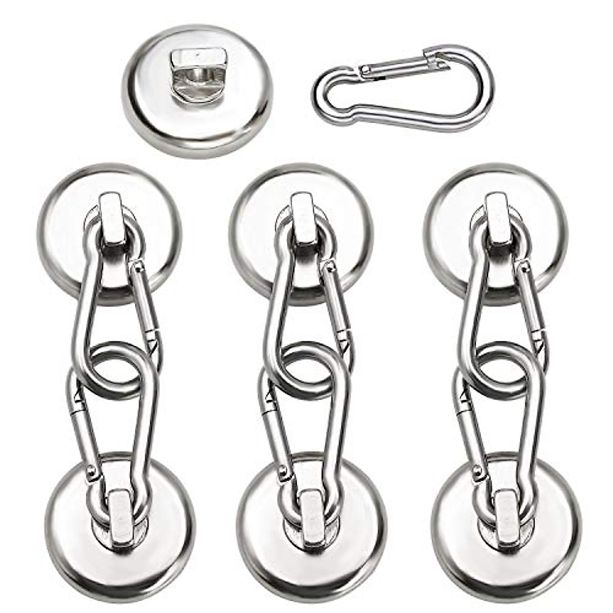 DIYMAG Magnetic Hooks,100LBS Strong Heavy Duty Neodymium Magnet Hooks with Swivel Carabiner Hook,Great for Your Refrigerator and Other Magnetic Surfaces,Pack of 7