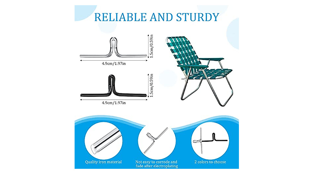 120 pcs Webbing Clips Lawn Chair Webbing Silver Black Lawn Chair ...