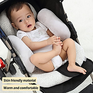 KAKIBLIN Baby Stroller Cushion, Soft Baby Stroller Liner Pram Head and Body Support Pillow Washable Baby Stroller Padding Head Support Cushion for Newborn, Pink