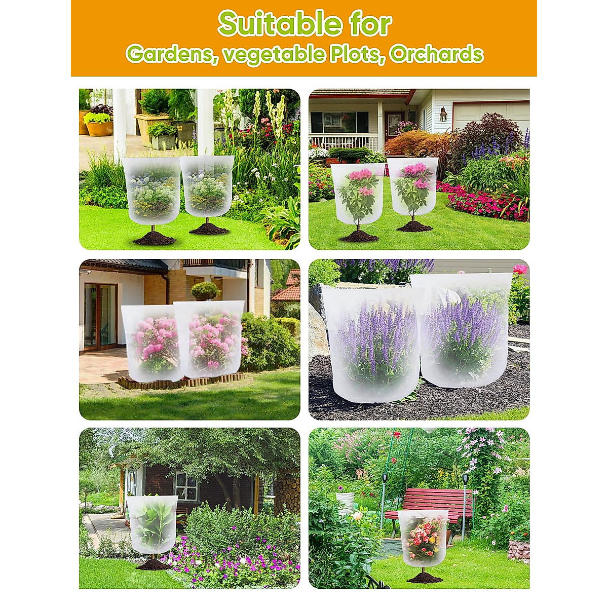 Bird Netting for Blueberry Bushes - 6Pcs Garden Netting Pest Barrier with Drawstring,Garden Plant Netting for Vegetables Fruits Tree Cicada Netting for Trees (6,32x32inch/6PACK)