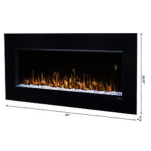 DIMPLEX DWF Series 43" Nicole Wall-Mounted Electric Fireplace with Acrylic Ember Bed (Model: DWF3651B), 4231 BTU, 120 Volt, 1240 Watt, Black