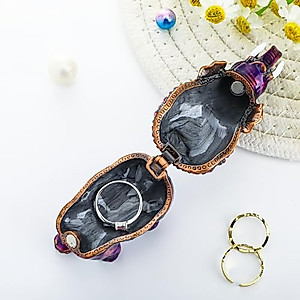 YU FENG Elephant Animal Jewelry Box Hinged Collectible Elephant Figurine Decor Trinket Box (Purple)