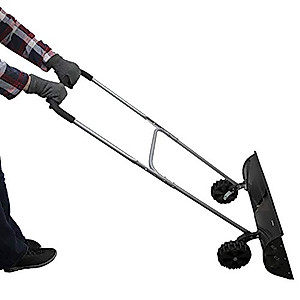 Bandwagon Rolling Snow Pusher Heavy Duty Adjustable with 6" Wheels