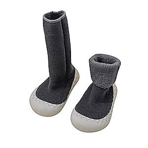 Lykmera Infant Toddle Footwear Winter Toddler Shoes Bottom Indoor Non Slip Warm Floor Socks Shoes Long Fleece Socks Shoes (B, 18-24 Months)