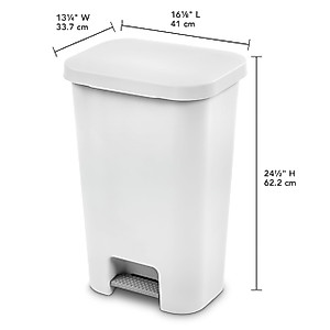 BCWYO 11.9 Gal. StepOn Wastebasket Plastic, White