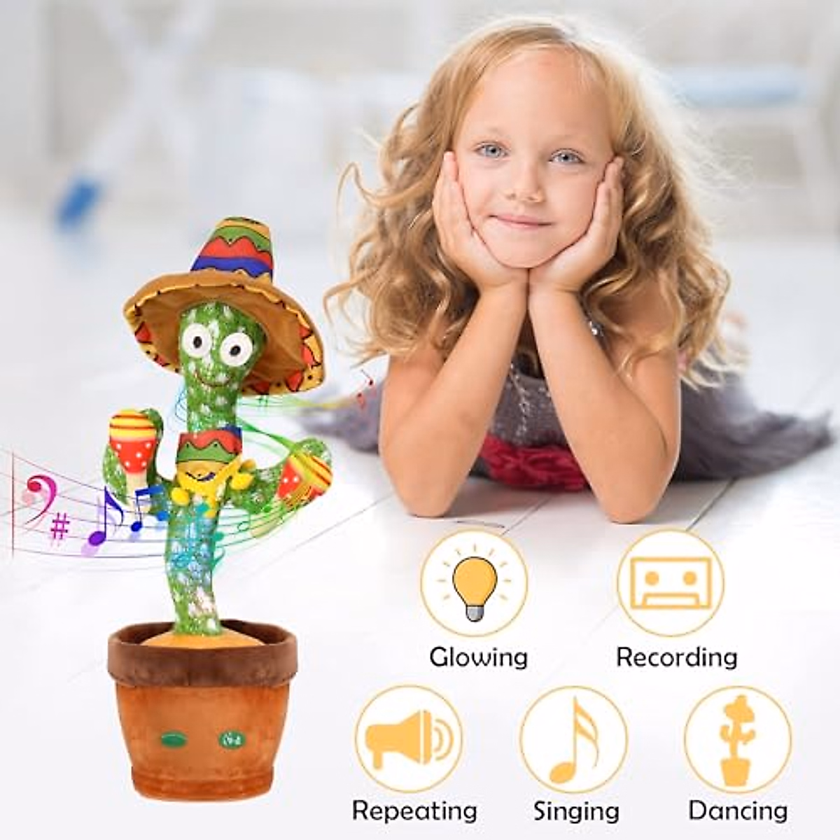 MIAODAM Dancing Cactus Toy Singing, Talking, Repeating Cactus, Funny Electric Dancing Talking Cactus Repeating Toys for Kids, Plush Interactive Toy Figures