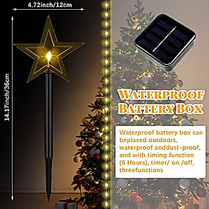 10 Pieces Solar Christmas Snowflake LED Pathway Star Outdoor Landscape Lights Waterproof 3D Snow Decorations Garden Spotlights for Winter Christmas Party Lawn Wedding Festival (Star Style)