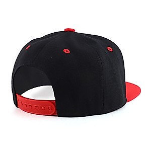 Trendy Apparel Shop Infant to Toddler Kid's Plain Structured Flatbill Snapback Cap - Black Red