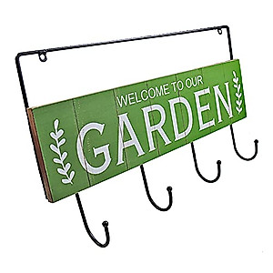 YY YEARCHY Garden Tool Rack Decorative Wall Mounted Storage Organizer Hanger Holder Stand (16.93"x10.04"x2.36", Green)