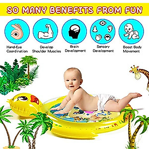 SUNSHINE-MALL Duck Baby Water mat, Tummy Baby Toys, Inflatable Play Mat Water Cushion Baby Toys, Fun Early Development Activity Play Center for Newborn (91 x 71 cm)