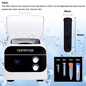 JIAWANSHUN 8x20ml Centrifuge Machine PRP Centrifuge Lab Benchtop Centrifuge,0-4000RPM Speed Adjustment,999mins Timing,LCD Display for Blood Serum/Fat Separator 110V US Plug