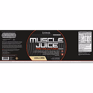 Ultimate Nutrition Muscle Juice Revolution 2600 Weight Gainer, Intestinal Health, and Muscle Recovery with Glutamine, Micellar Casein and Time Release Complex Carbohydrates, Vanilla Protein Powder, 4.69 Pounds