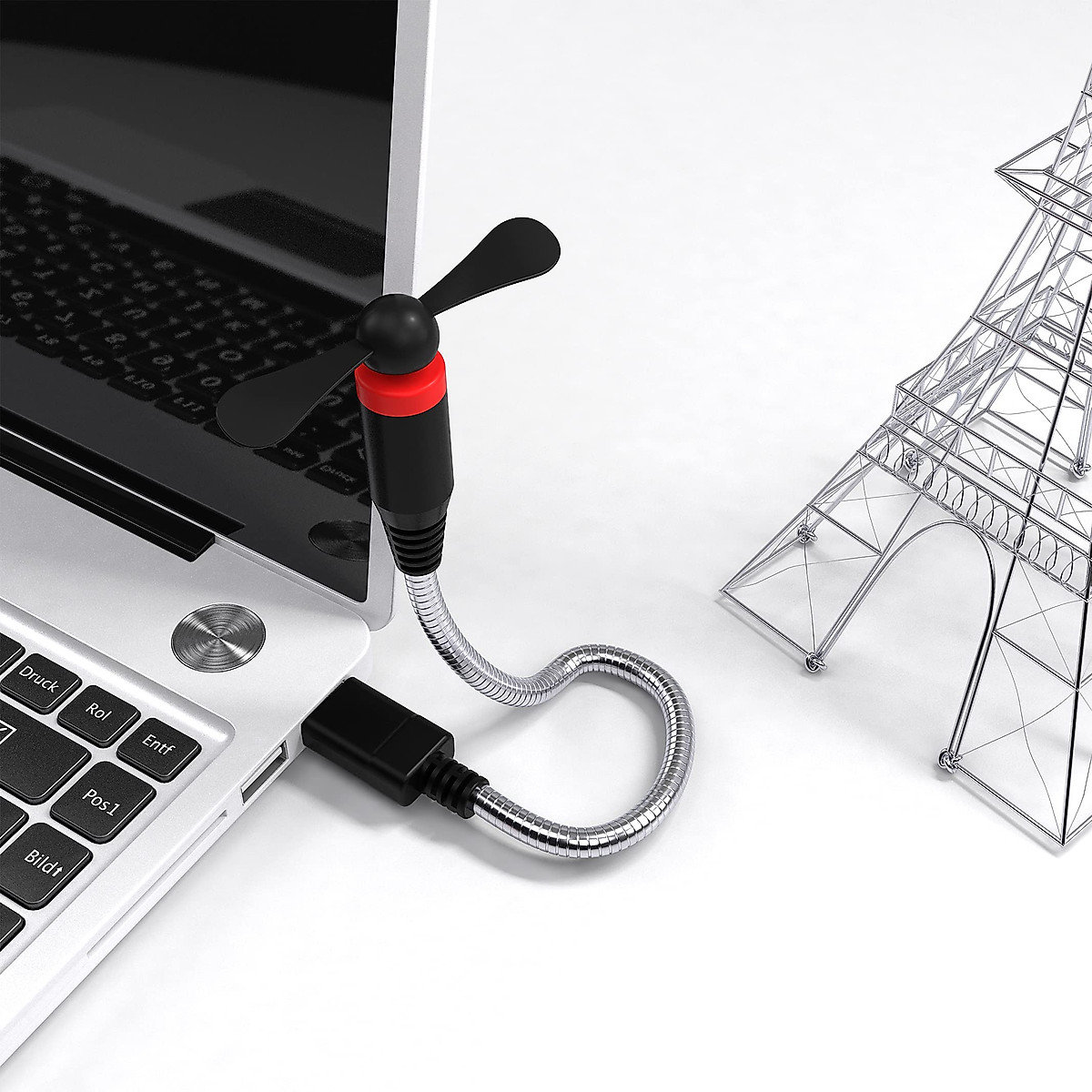 YMHML 2Pack USB Fan, Mini USB Desktop Fan with Flexible Neck, Superstatic Micro High Speed Fan, Super Quiet, Strong Wind, Good Texture Compatible for Desktop PC Computer Laptop Notebook Tablet, Summer Accessories (Black)