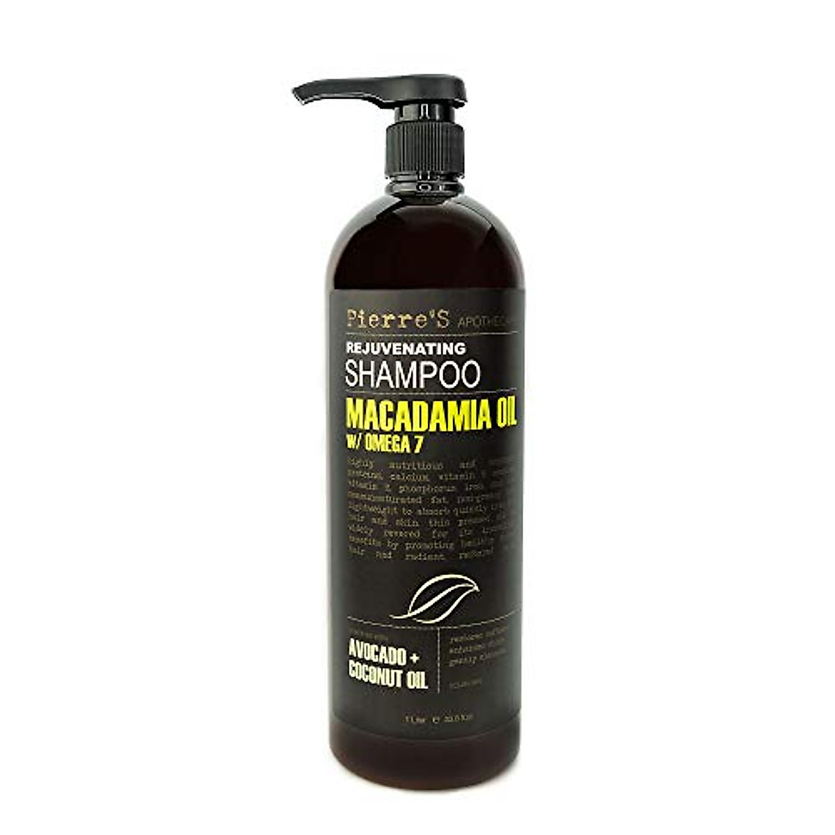 Pierre'S Apothecary Macadamia Oil Hydrating Shampoo for Dry Hair, Renewing Damage Repair, Moisturizing, All Hair Types, 33.8 oz