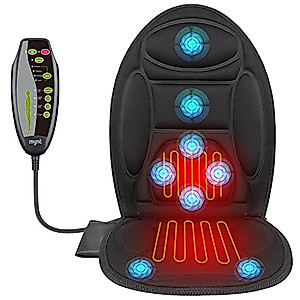 Seat Massager with Heat, Vibrating Back Massager for Chair Massage Cushion, 8 Vibrating Nodes to Relieve Stress and Fatigue for Back, Shoulder and Thighs