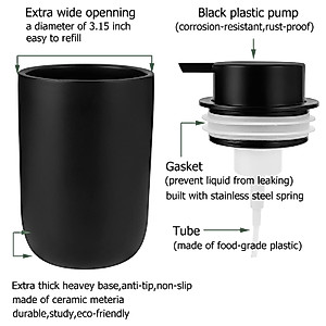 rejomiik Foaming Soap Dispenser Thick Ceramic Foam Hand Soap Dispenser for Bathroom or Kitchen Sink, Liquid Pump Bottles for Hand soap, Body Wash, Black